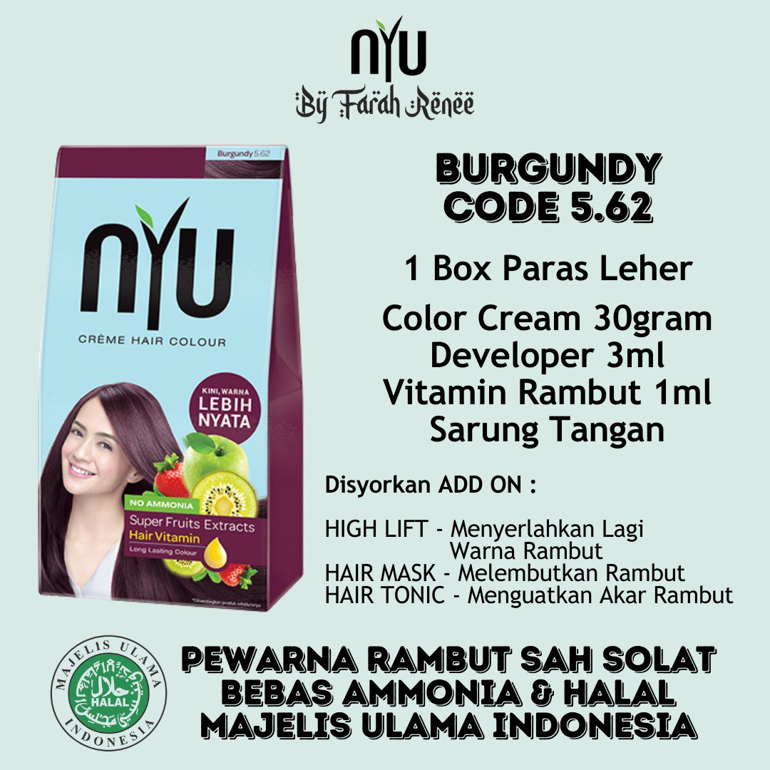 Free Gift NYU Hair Color Cherry Red Halal Pewarna Rambut Sah Solat ...