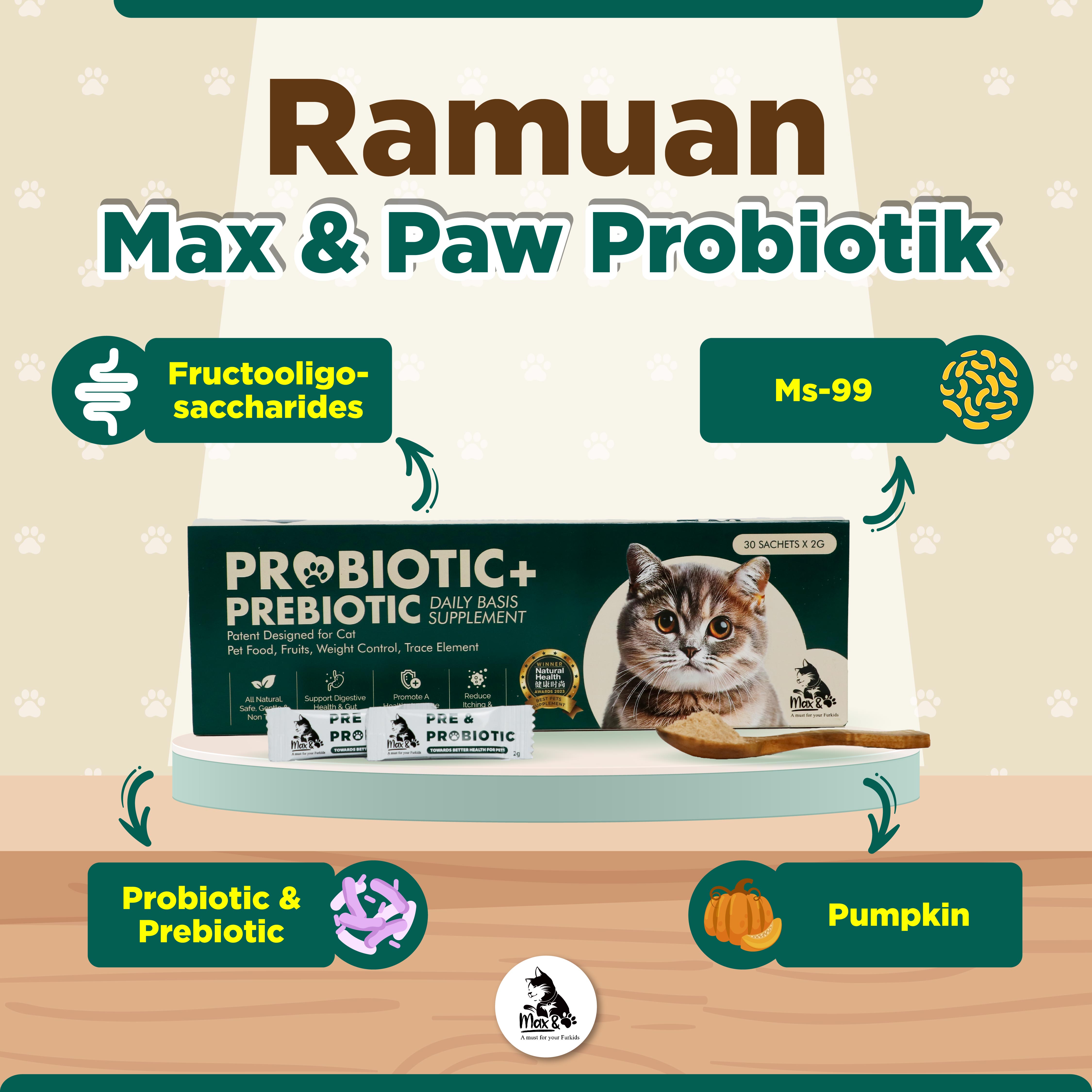 【Max & Paw Cat Kucing Probiotic】 SUPER VITAMIN - All In One PROBIOTIC ...