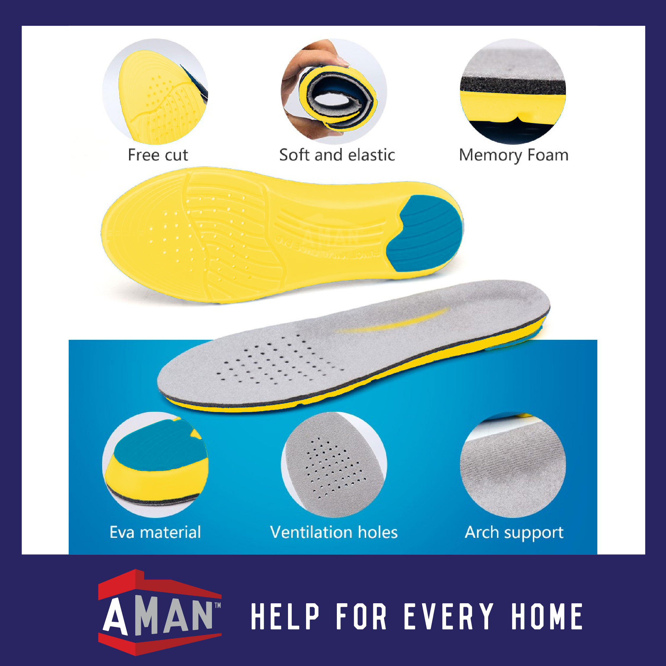Orthotic Insole Arch Support Flatfoot Running Insoles for Shoes Sole ...