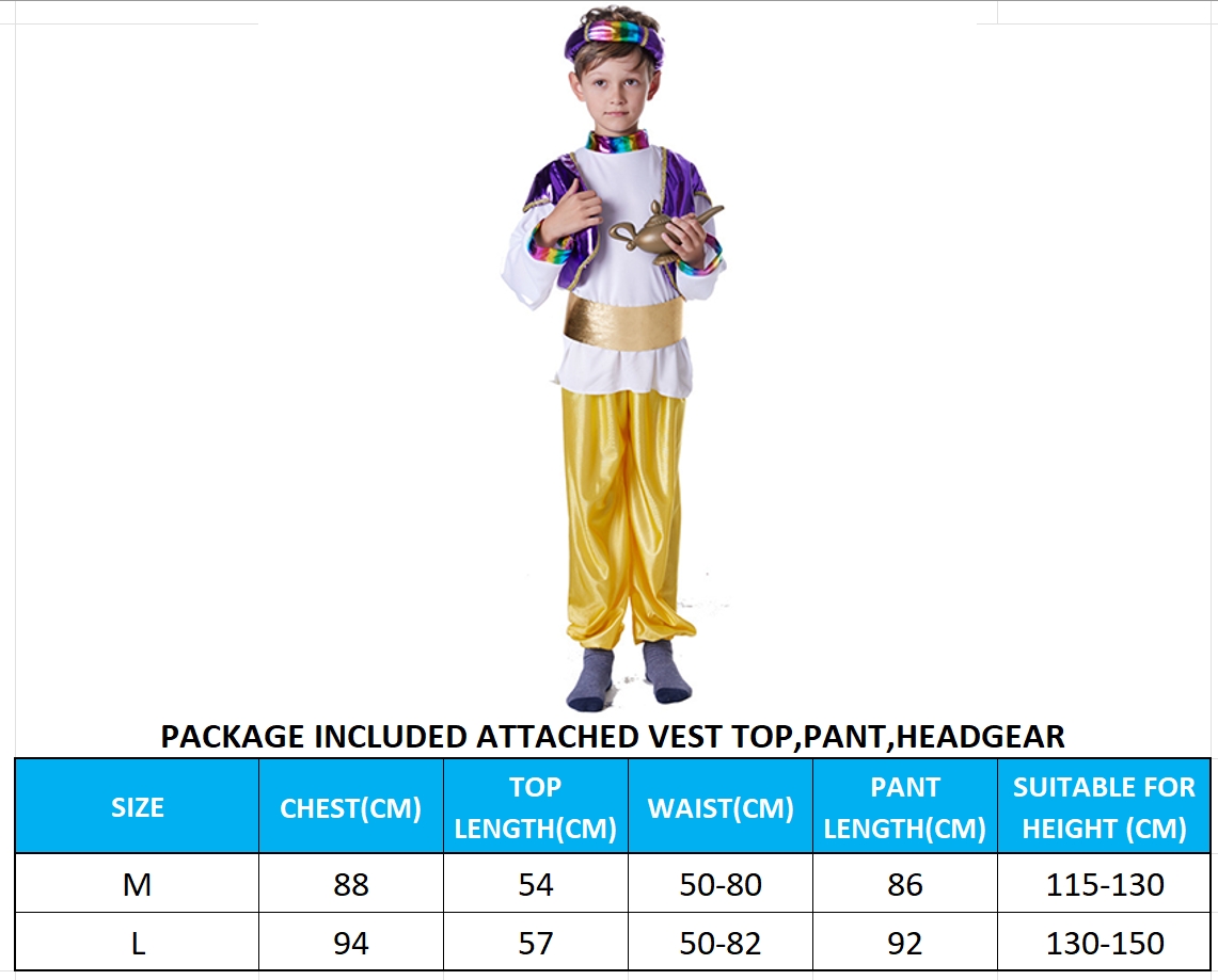 MYLITTLELASS Children Aladdin Arabian Prince Costume Genie Adam ...