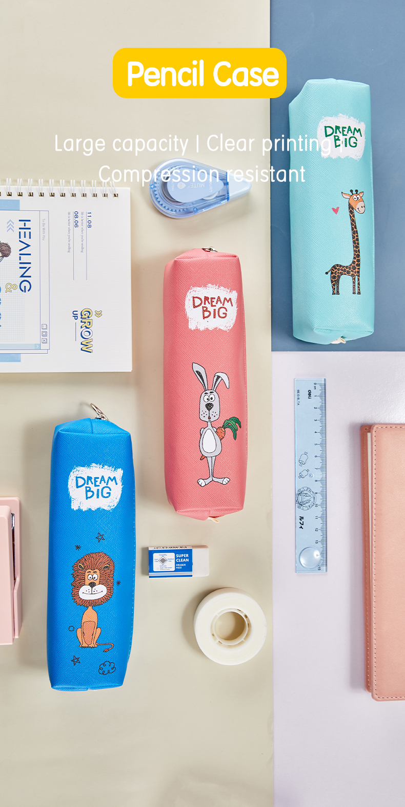 Deli Pencil Case Cartoon Pencil Pouch Multi-Purpose (19cm x 5cm x 5cm ...