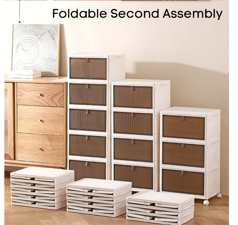 Luxury Home 6 Layers Foldable Storage Box Cabinet With Wheels Stackable ...