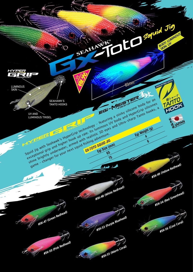 SEAHAWK GX-TOTO SQUID JIG Egi Meister 65mm 75mm Candat Sotong Eging ...