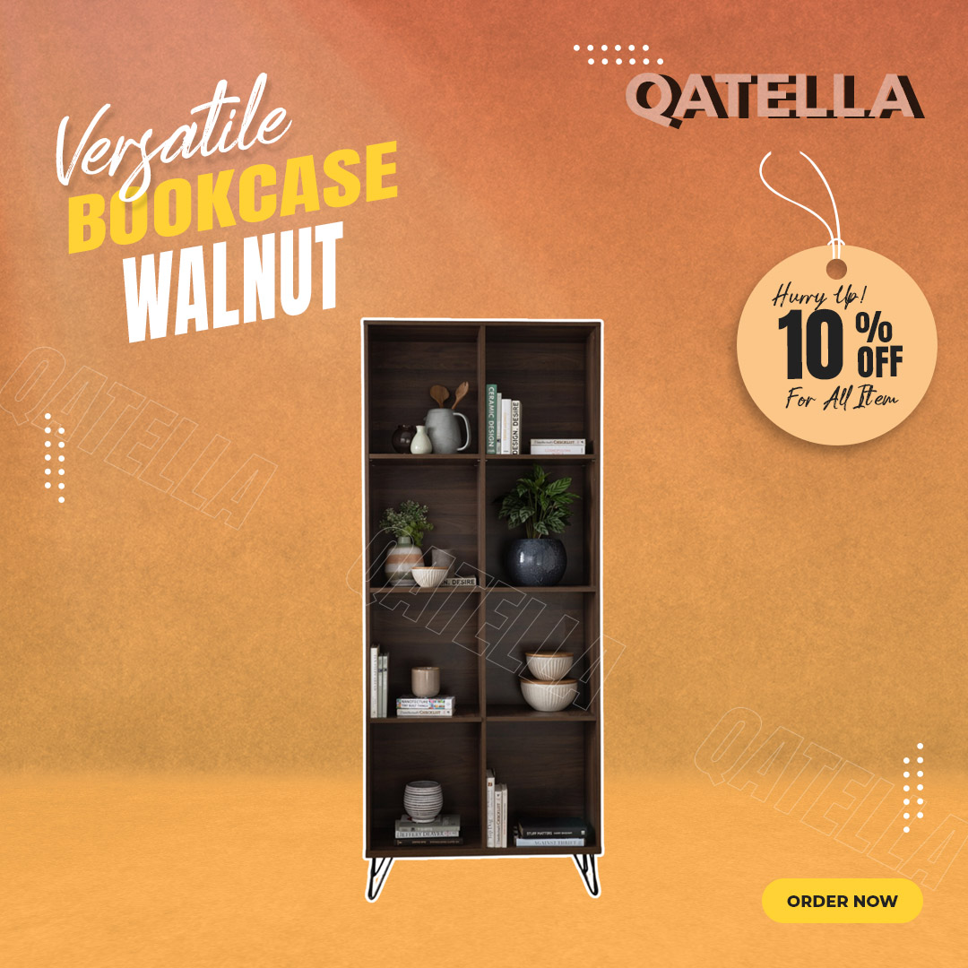 Qatella EVO 2.5ft Bookcase Cabinet Shelf Office Hall Modern Wood ...