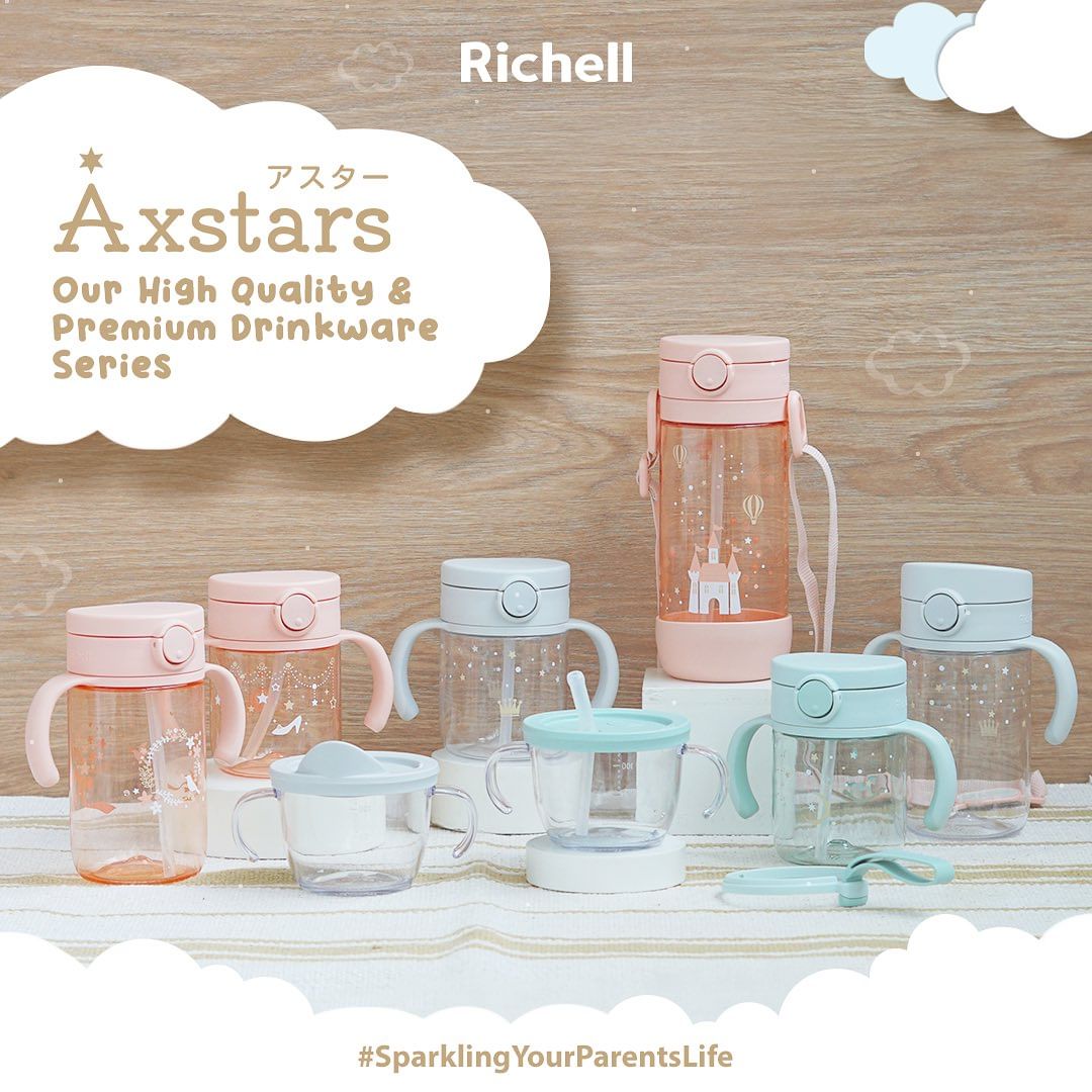 Richell Axstars Baby Straw Cup 7m+ | Richell AQULEA Clear Straw Bottle ...