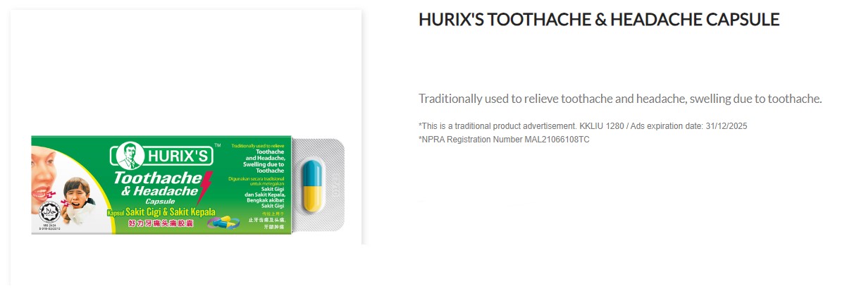 💥 Hurix's 600 / 900 / 1000 / Toothache / Phlegm / Throat Capsules 6's ...
