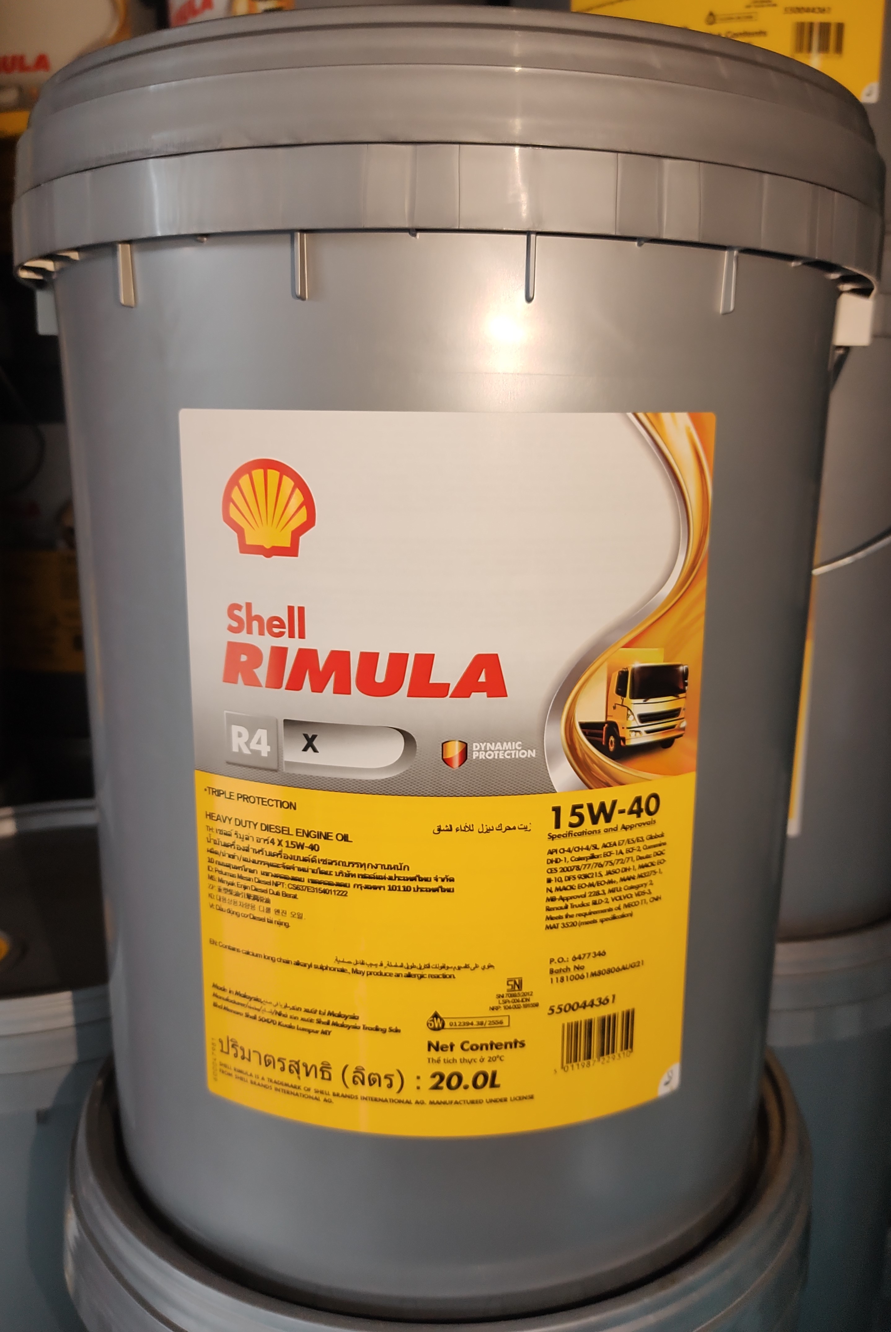 S2U Original Shell Engine Oil Diesel Rimula R4 15W40 20L Heavy Duty 15W ...