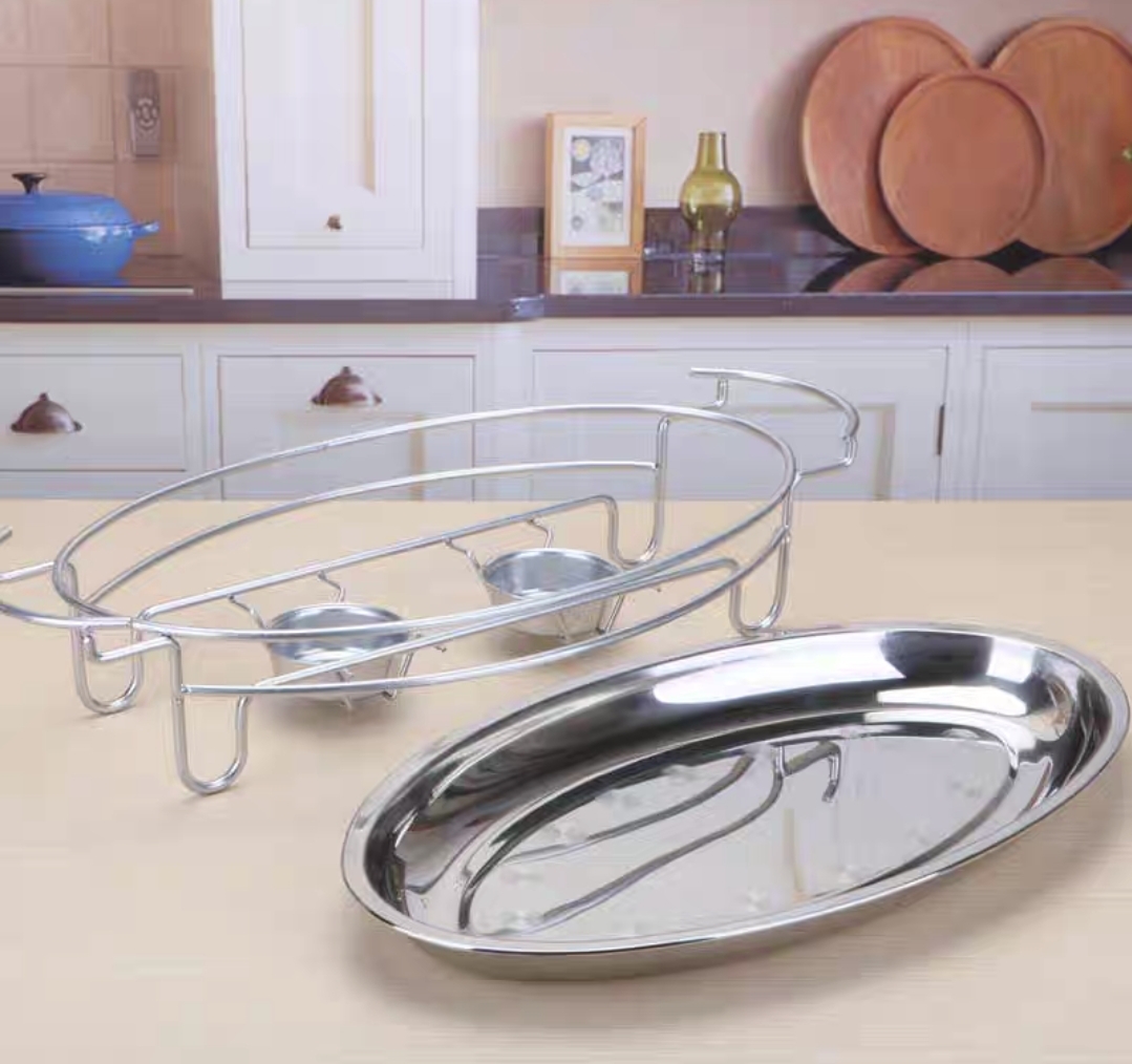 Oval Shape Fish Plate With Stand Warmer Pinggan Ikan Panas Bujur ...