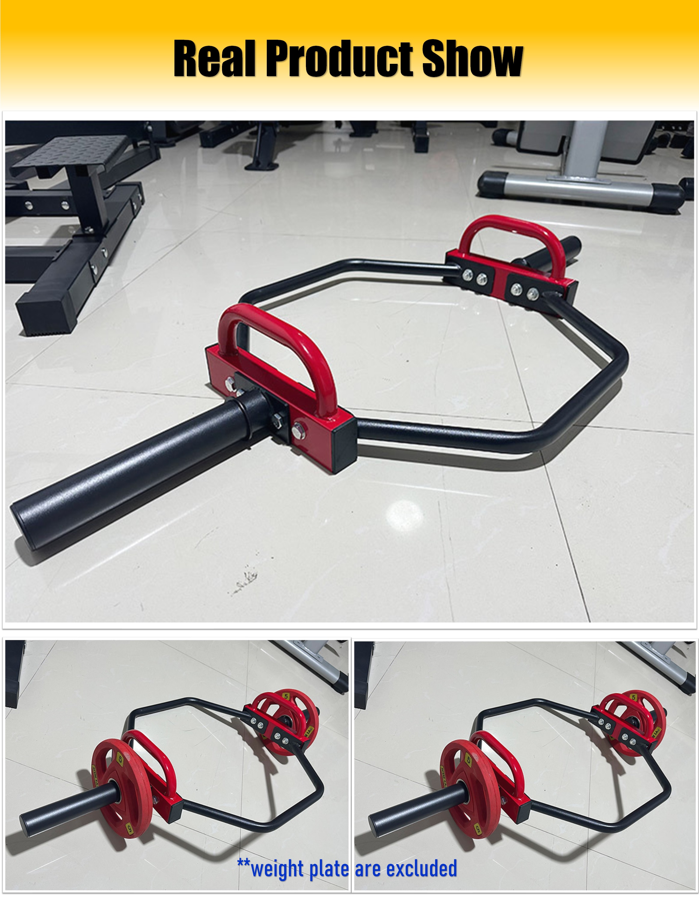 Hexagonal Barbell Bar 5CM Olympic Trap Bar Hex Bar Shrug Bar Hex ...