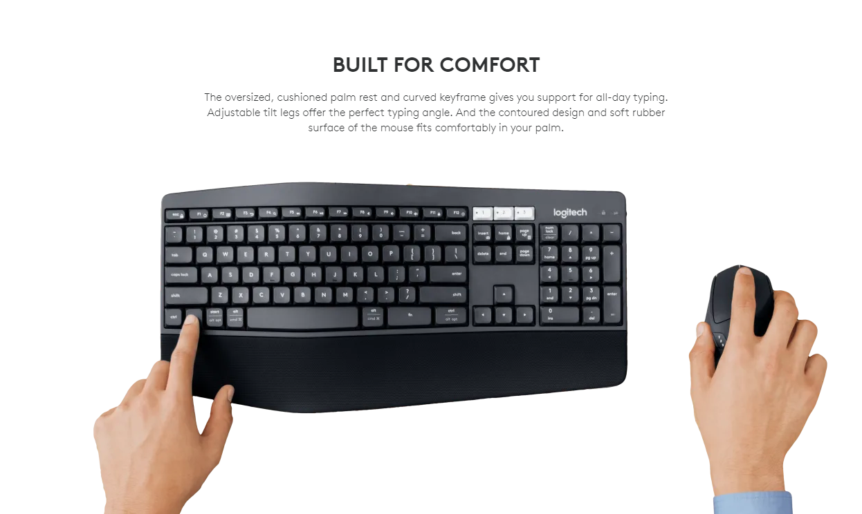 Logitech Mk850 Performance Combo Set Keyboard And Mouse With Comfort Design Palm Rest 2 4ghz