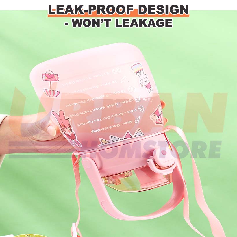 UBH Water bottle with straw Botol air viral 1400ML Free2d Sticker ...
