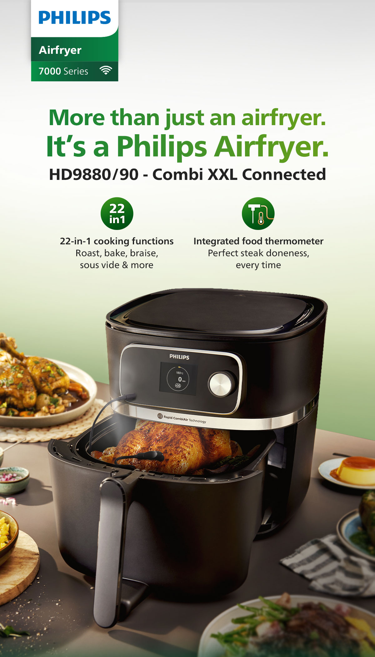 PHILIPS 7000 Series 22-in-1 Airfryer Combi XXL Connected - HD9880/90 ...