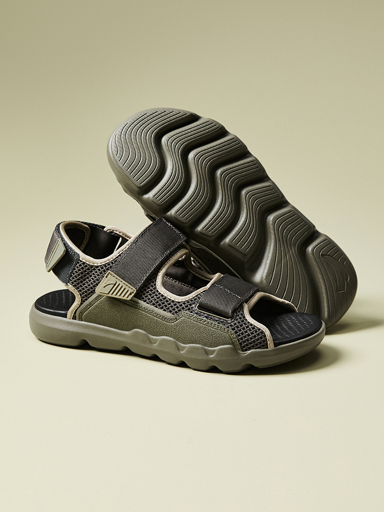ANTA MEN Basic Sandals Sandals 1124C8508-2- Brown/Green/Khaki (Kasut ...