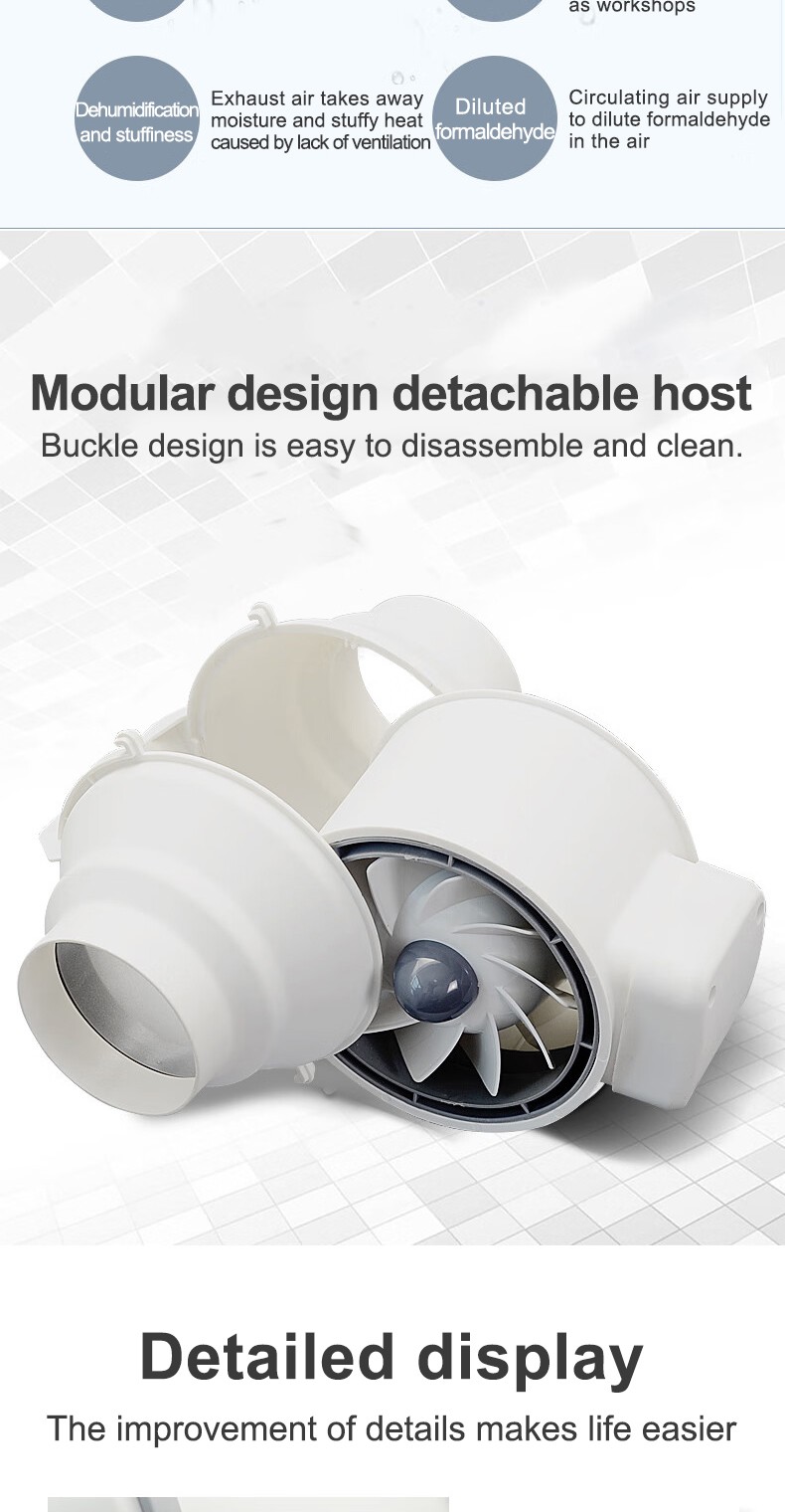 Exhaust Fan 4 inch 6 inch 8 inch Diagonal Flow Pressurized Duct Fan ...