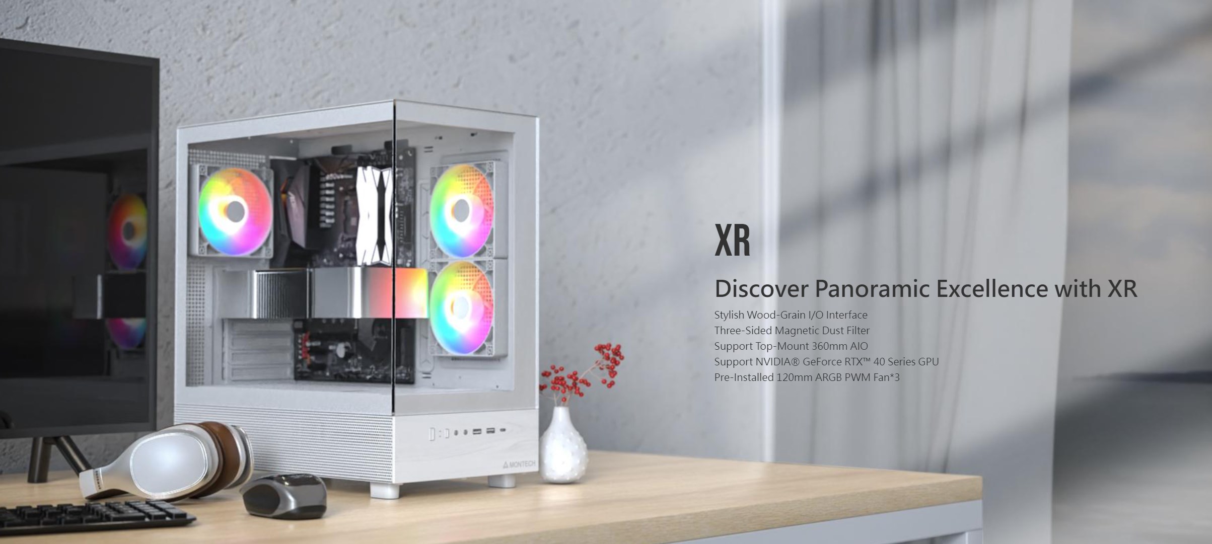 # MONTECH XR - Mid Tower ATX PC Case With USB Type-C Port & 3 x 120mm ...