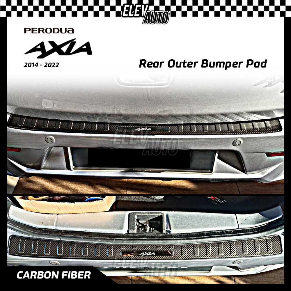 Perodua Axia 2017-2022 CARBON CHROME Rear Outer Bumper Pad Trim Guard ...