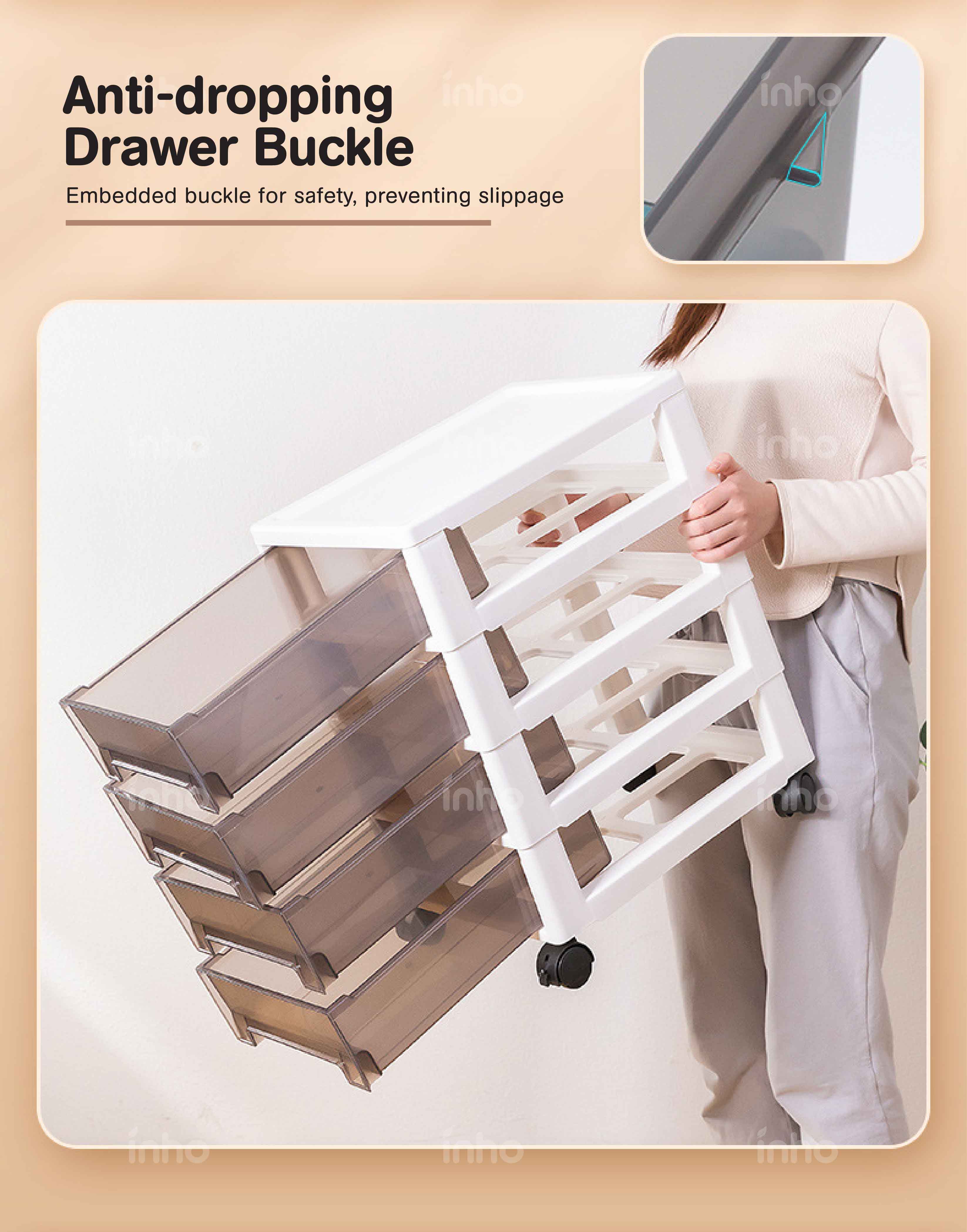 INHO L27cm (5-10 Layers) Versatile Movable Office Home Trolley Drawer ...