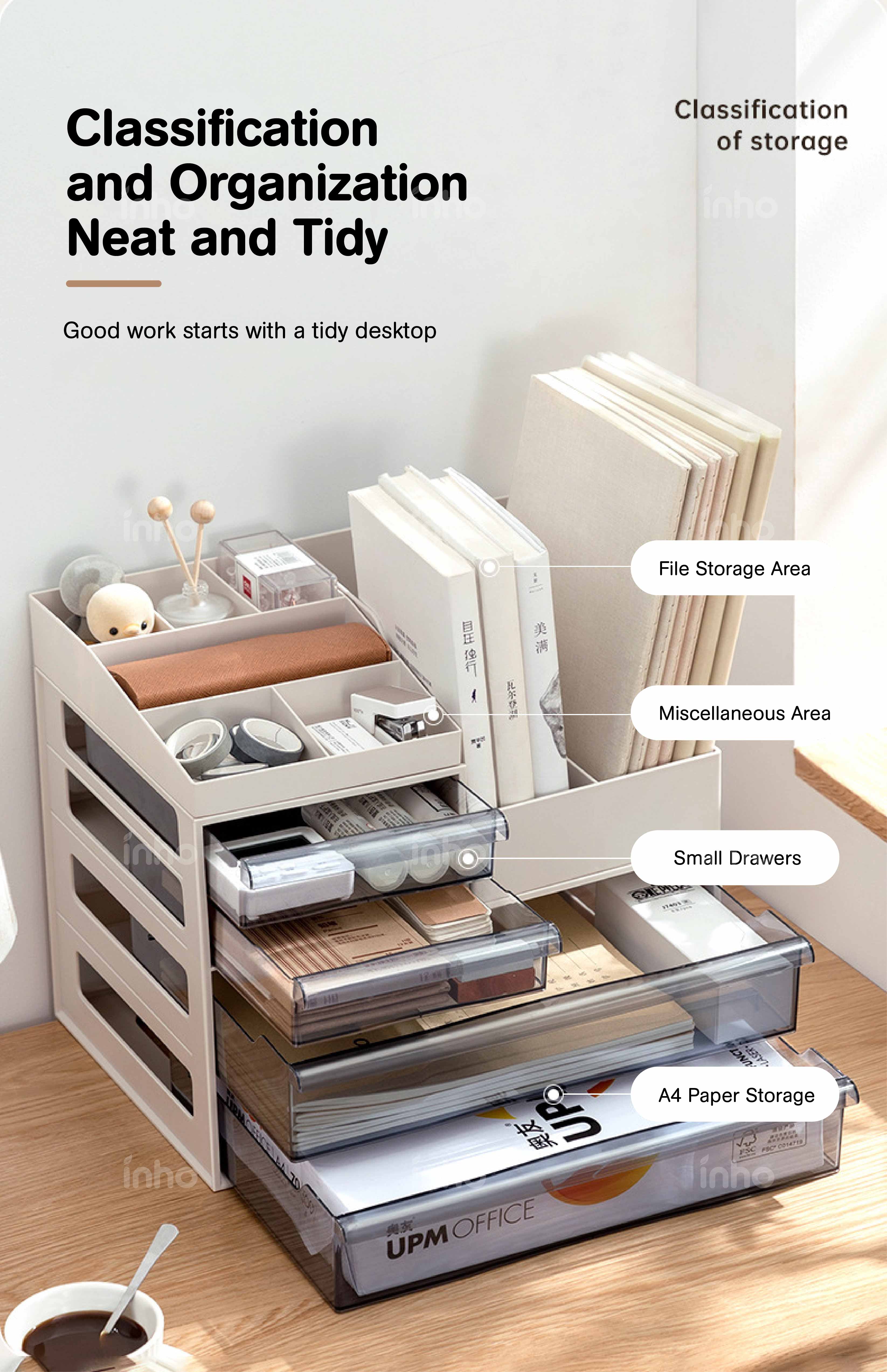 INHO Office Desktop File Storage Organizer Office Document File Rack ...