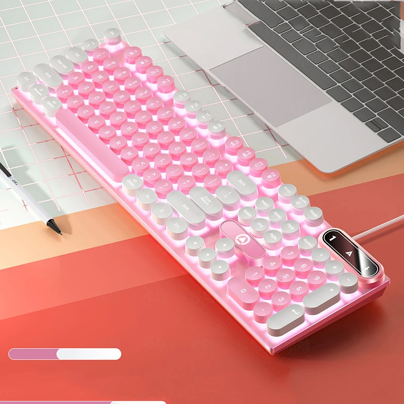WIRED White RGB KeyboardK600 Gaming Mechanical Keyboard 104 Keys Round ...