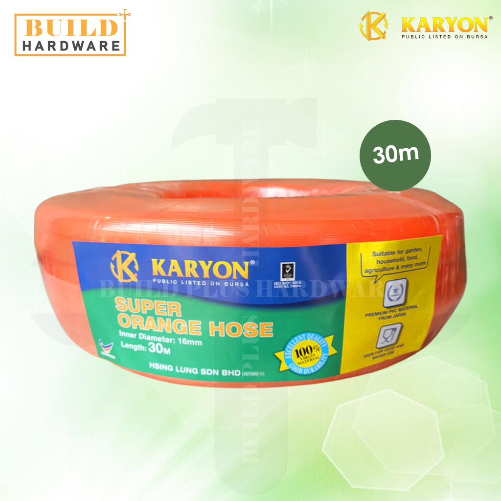 KARYON 10m/30m x 2mm/3mm Super Orange UV Hose Garden Rubber Hose Water ...