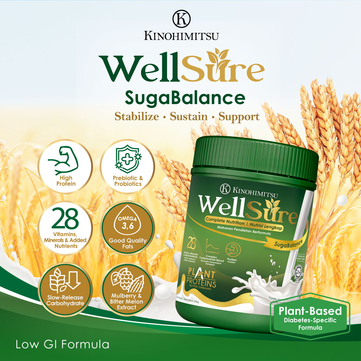 Kinohimitsu WellSure SugaBalance (850g) (Pemakanan Lengkap Berasaskan ...