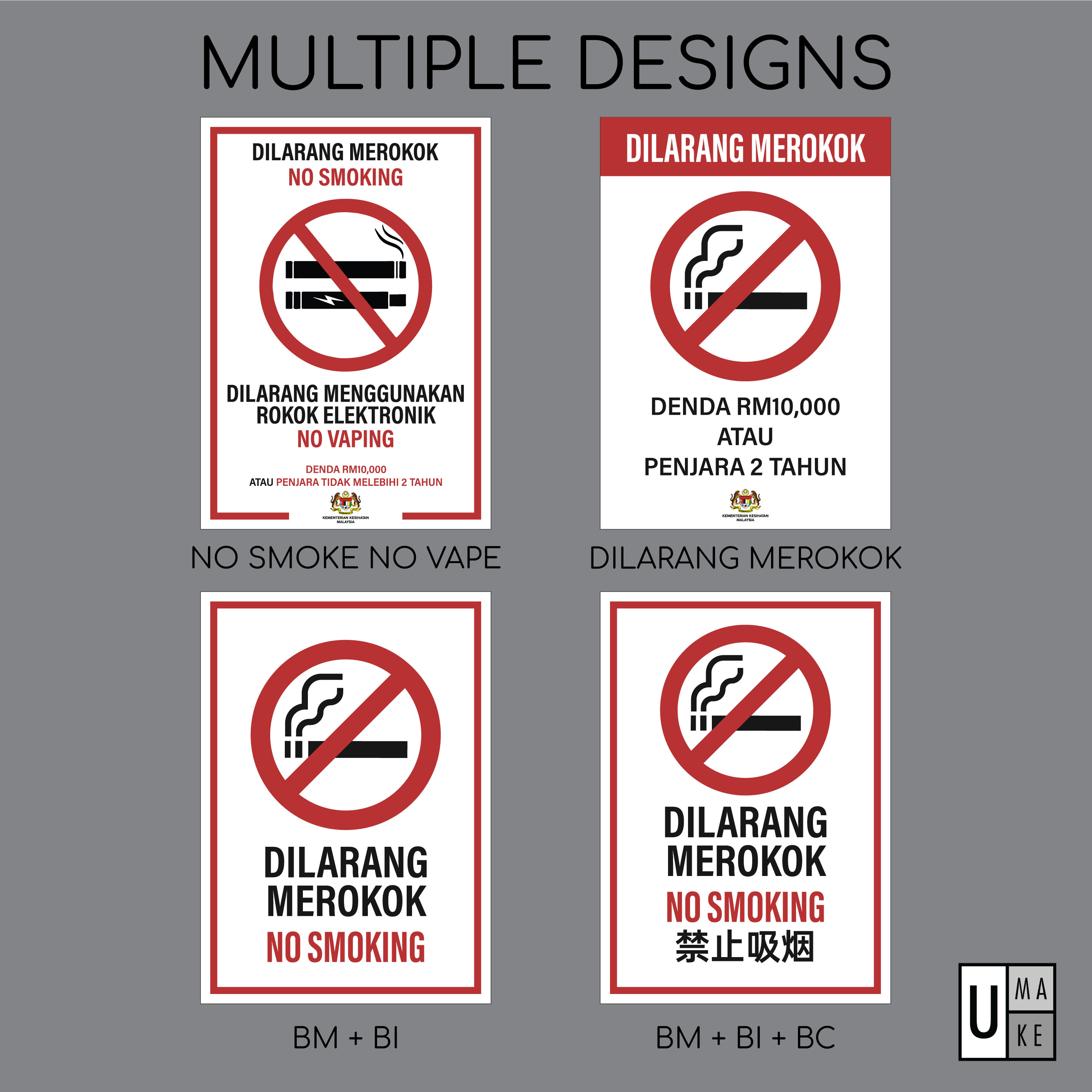 No Smoking Sign & No Vaping Sign Dilarang mengguna rokok elektronik ...