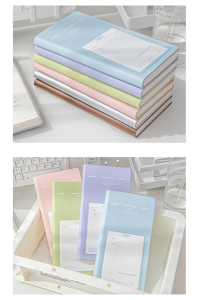 INS Planwith 48K PU Leather Cover Planner To-do-list Timeline Grid Schedule Notebook School ...