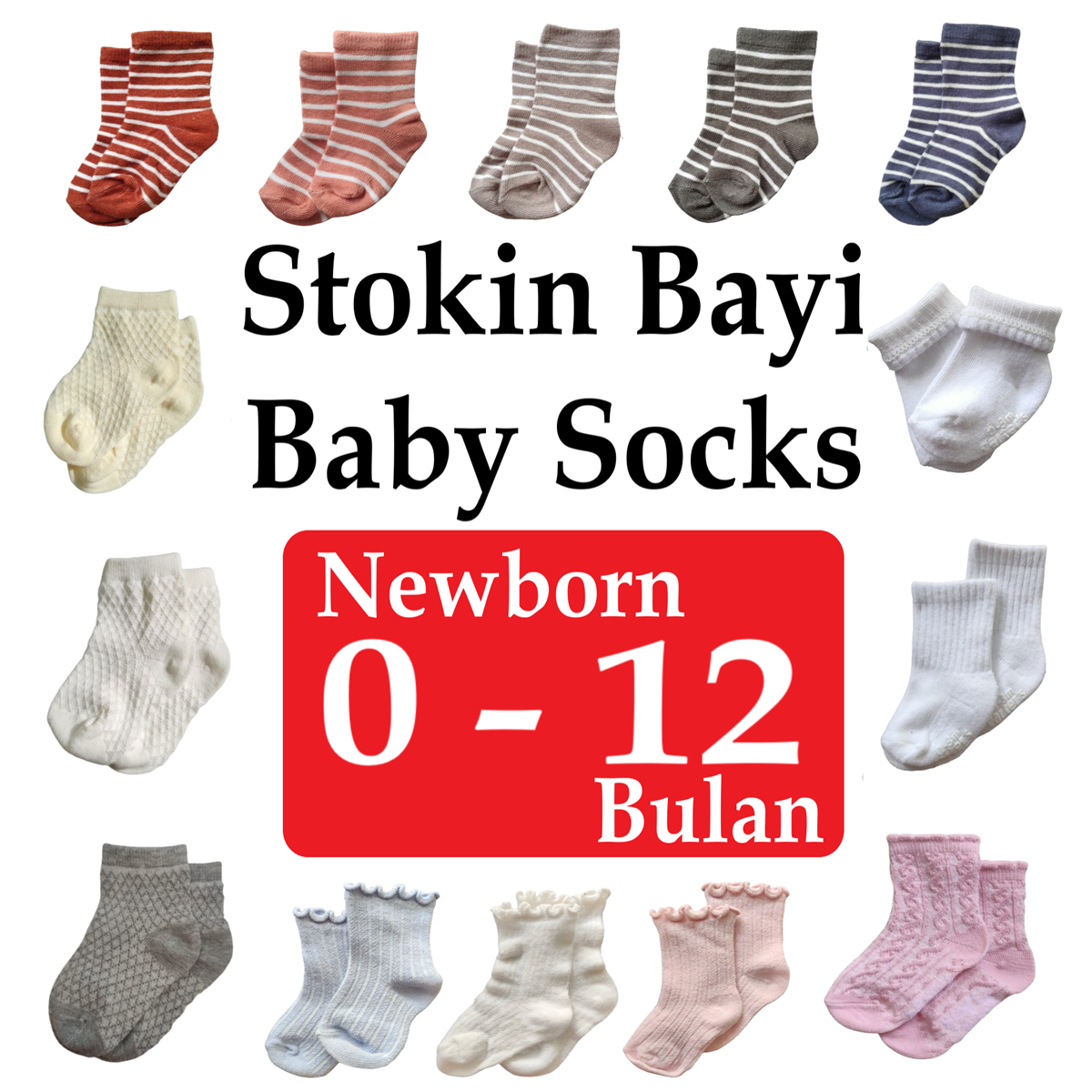 Kanak Sarung Kaki Bayi Baru Lahir Newborn Baby Socks Kid Plain Tight ...