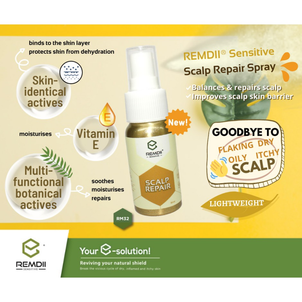 Remdii Sensitive Scalp Repair Spray (30ml) Dry, Red, Itchy & Flaky ...