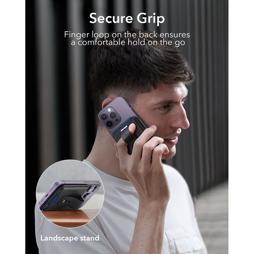 ESR HaloLock Magnetic Vegan Leather Wallet with Magnet Compatible and Finger-loop Grip - 2K612 ...