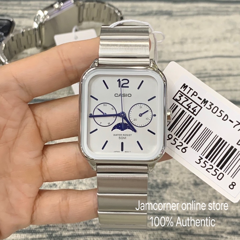 100% ORIGINAL CASIO MTP-M305 Series Stainless Steel & Leather Strap ...