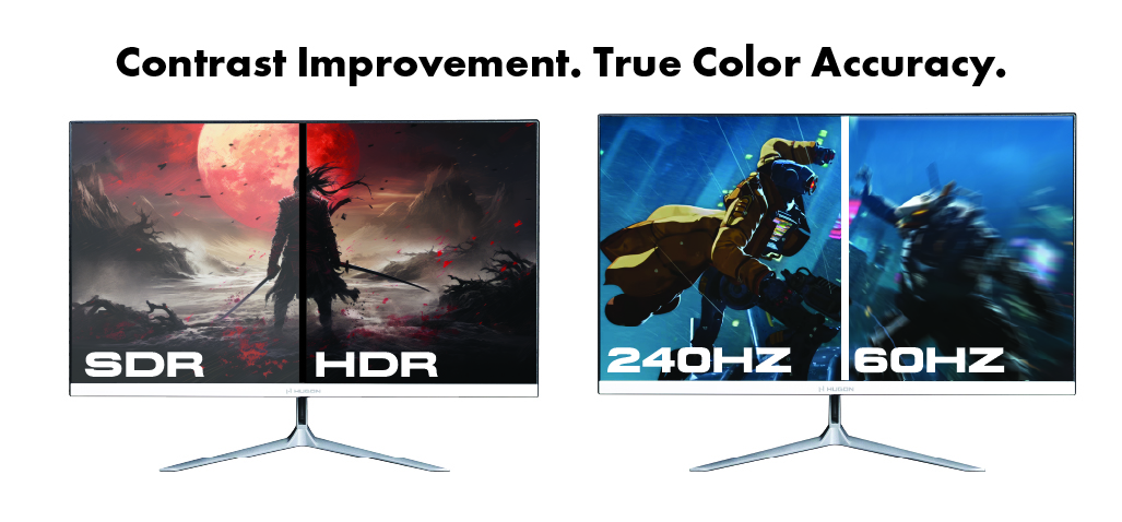 HUGON 24” 27" 32” CURVED 120Hz 180Hz 240Hz FHD 1080P QHD 2K UHD 4K HIGH ...