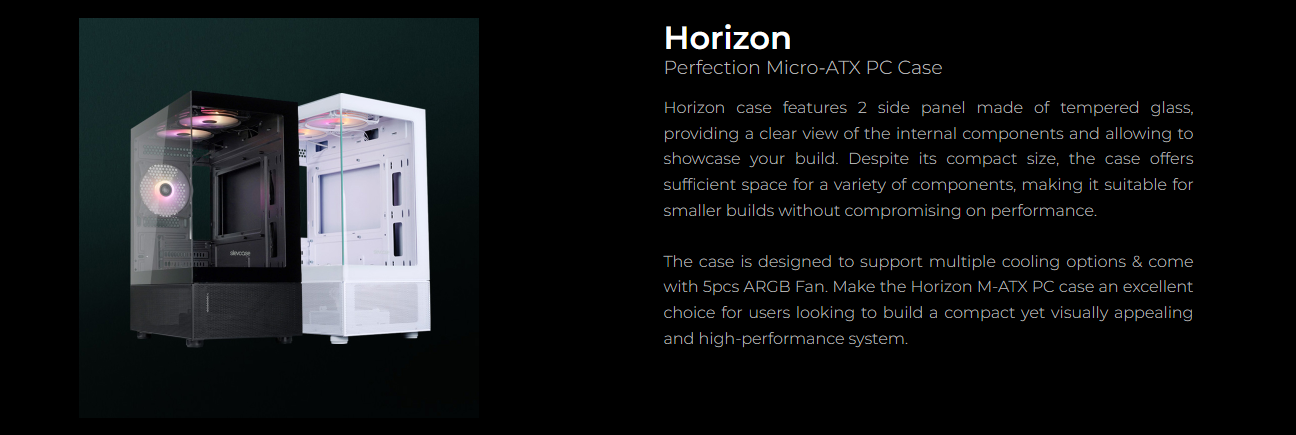 SLEVCASE Horizon Micro ATX (mATX) Gaming PC Casing Black / White ...