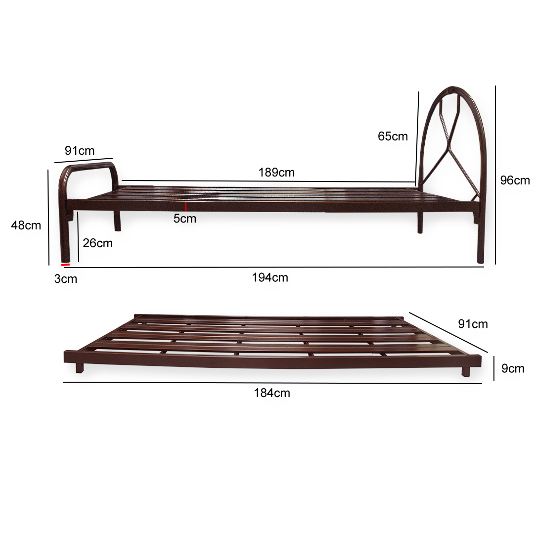 EE HOME 3V Single Size Metal Super Base Bed Frame With Pull Out Bed ...