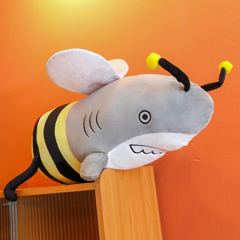 65cm Shark & Bee Plush Toy Children Throw Pillow Cushion Shark Bee Doll ...