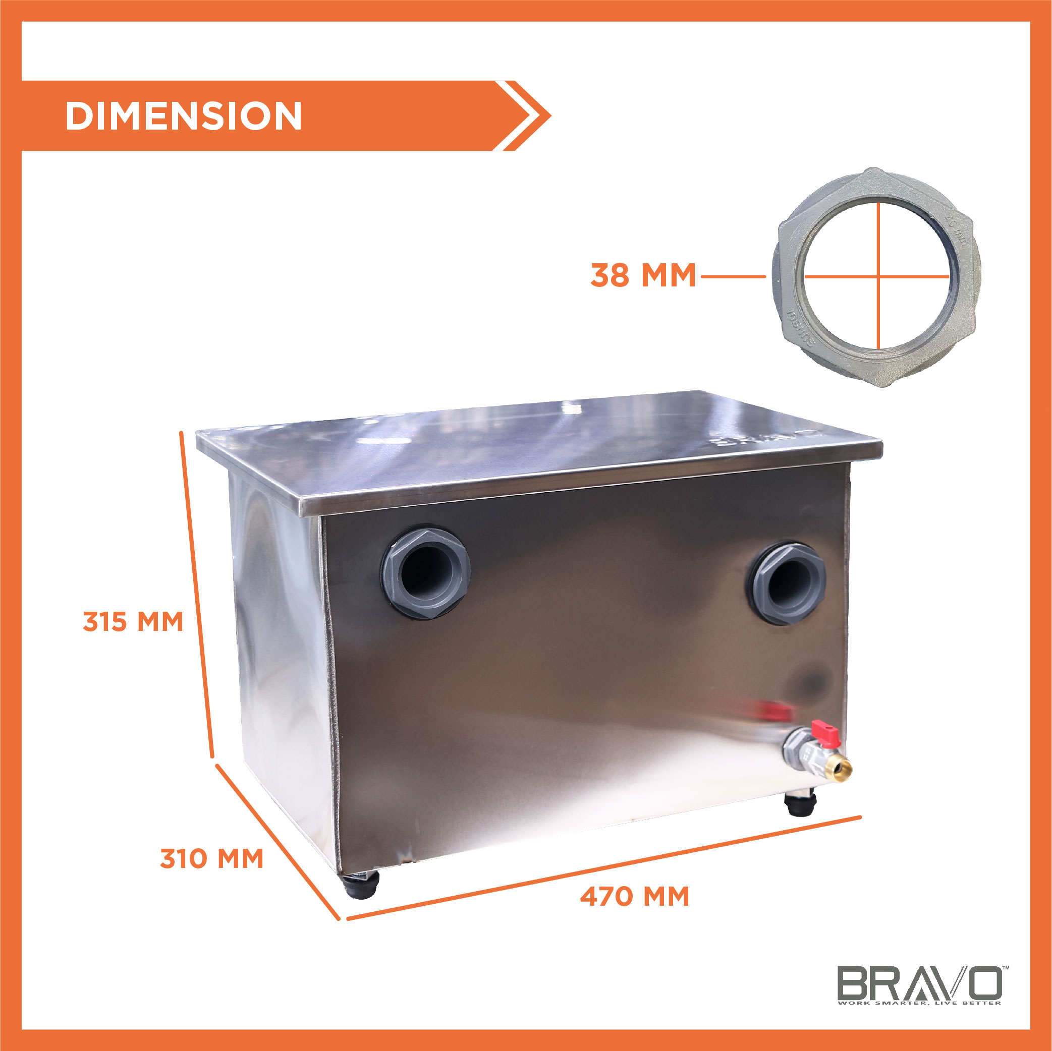 Stainless Steel Grease Trap Perangkap Minyak Gris 27L FREE Filter Pipe ...