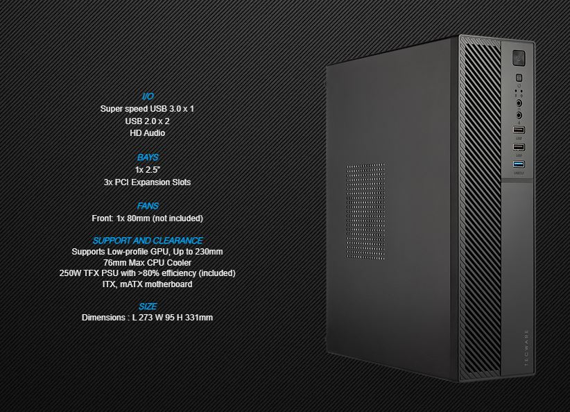 Tecware Core Mini SFF mATX PC Case With 250W PSU # TWCA-COREM-BK ...