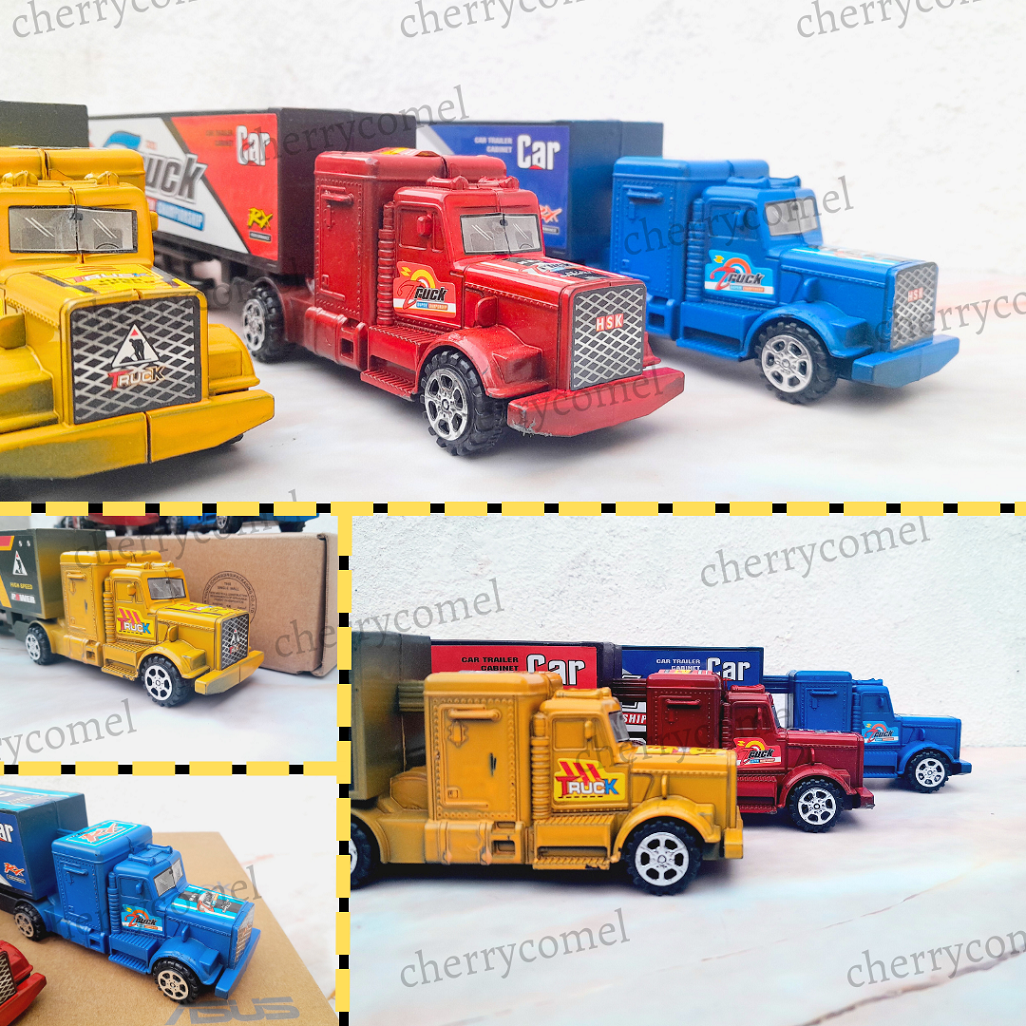 Trailer Truck Toy Vehicle Toys Lorry Lori Mainan Long Box Truck Cargo ...