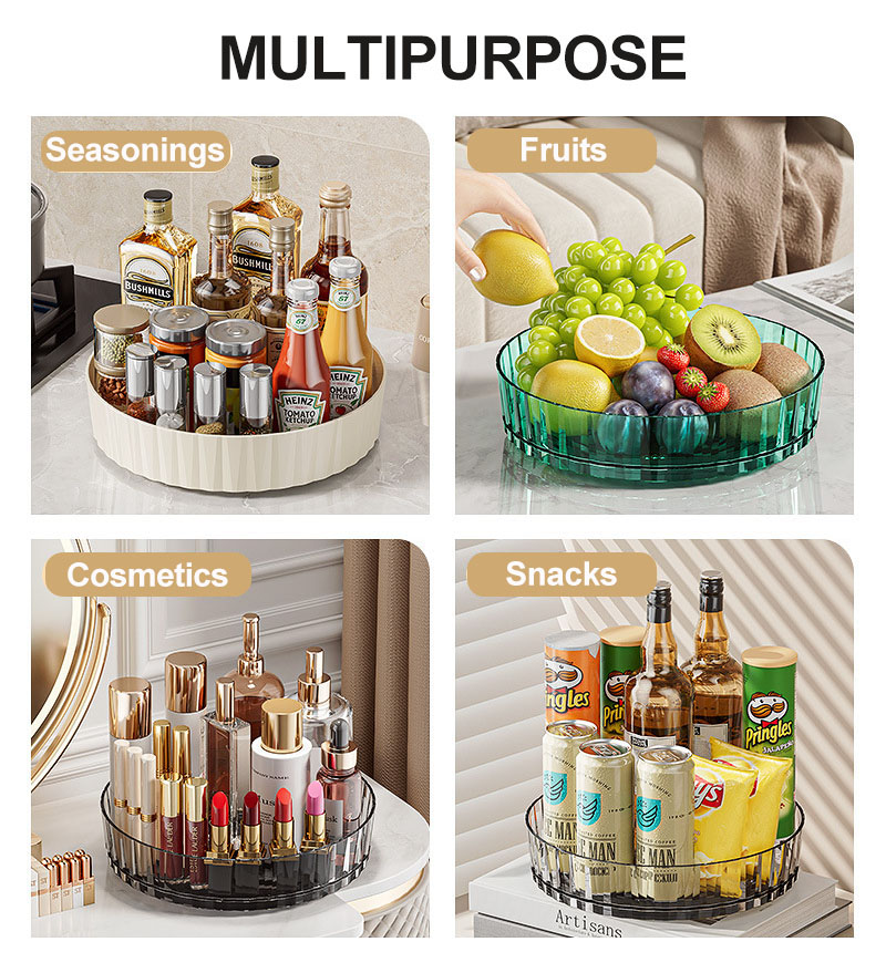360° Rotating Tray Spice Rack Turntable Serving Tray Desktop ...