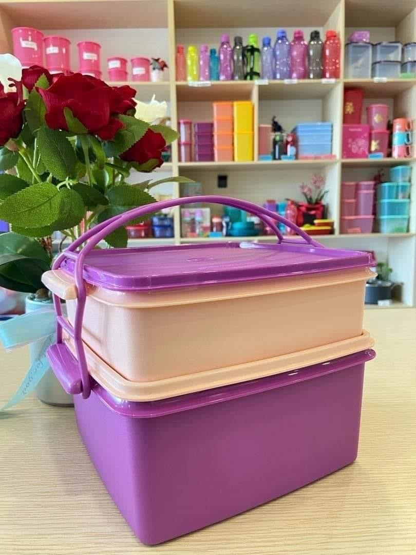 Tupperware Double Deep With Cariolier 1.7L/ Jumbo goody box/ Tupperware ...