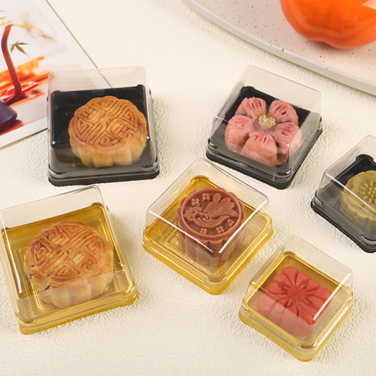 50 Pcs Transparent Plastic Mooncake Tray 【50g/75g/100g】Dessert ...