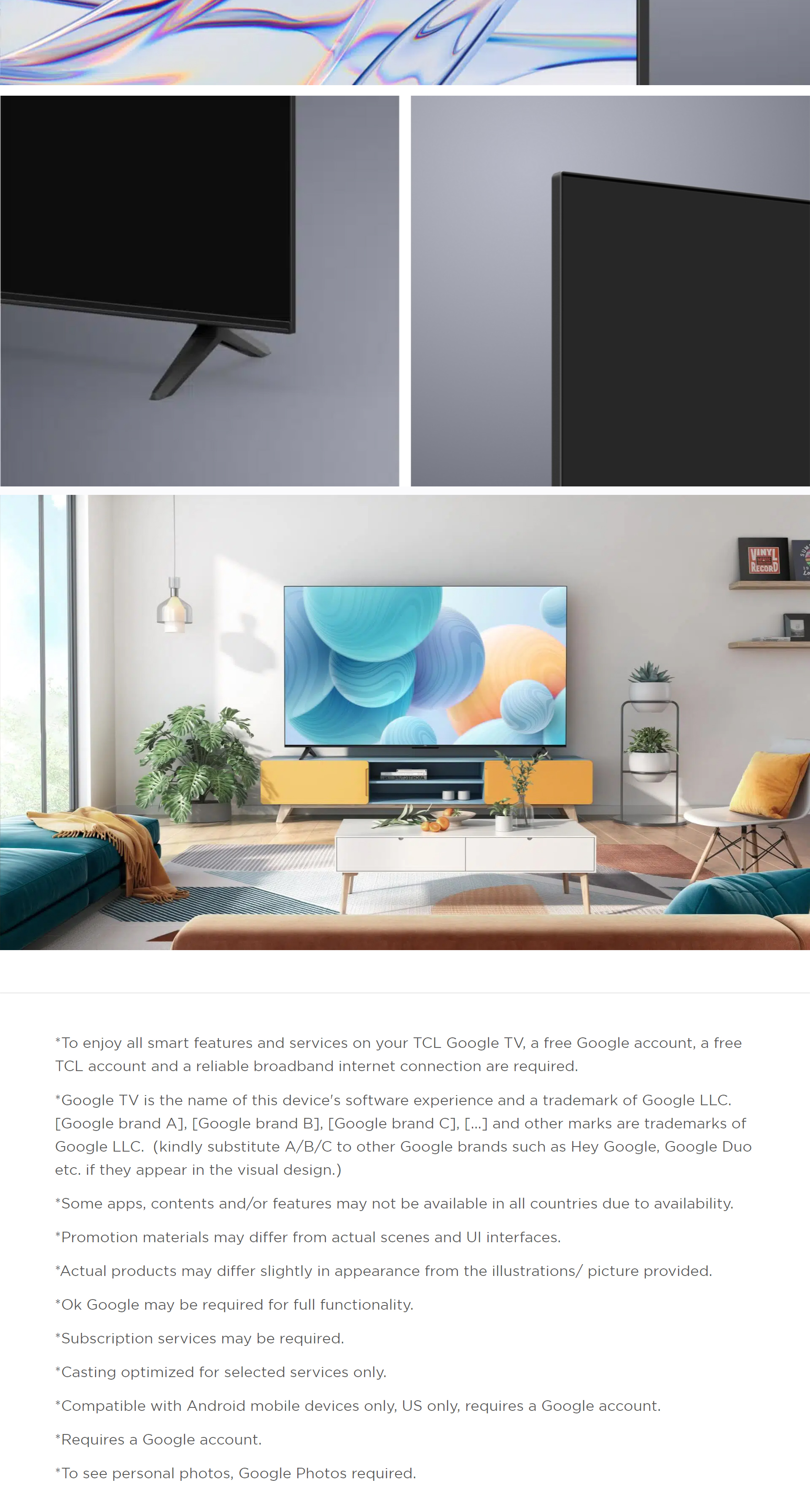 TCL P636 65" / 75" 4K HDR Google TV | HDR 10 | Dolby Audio | Edgeless ...