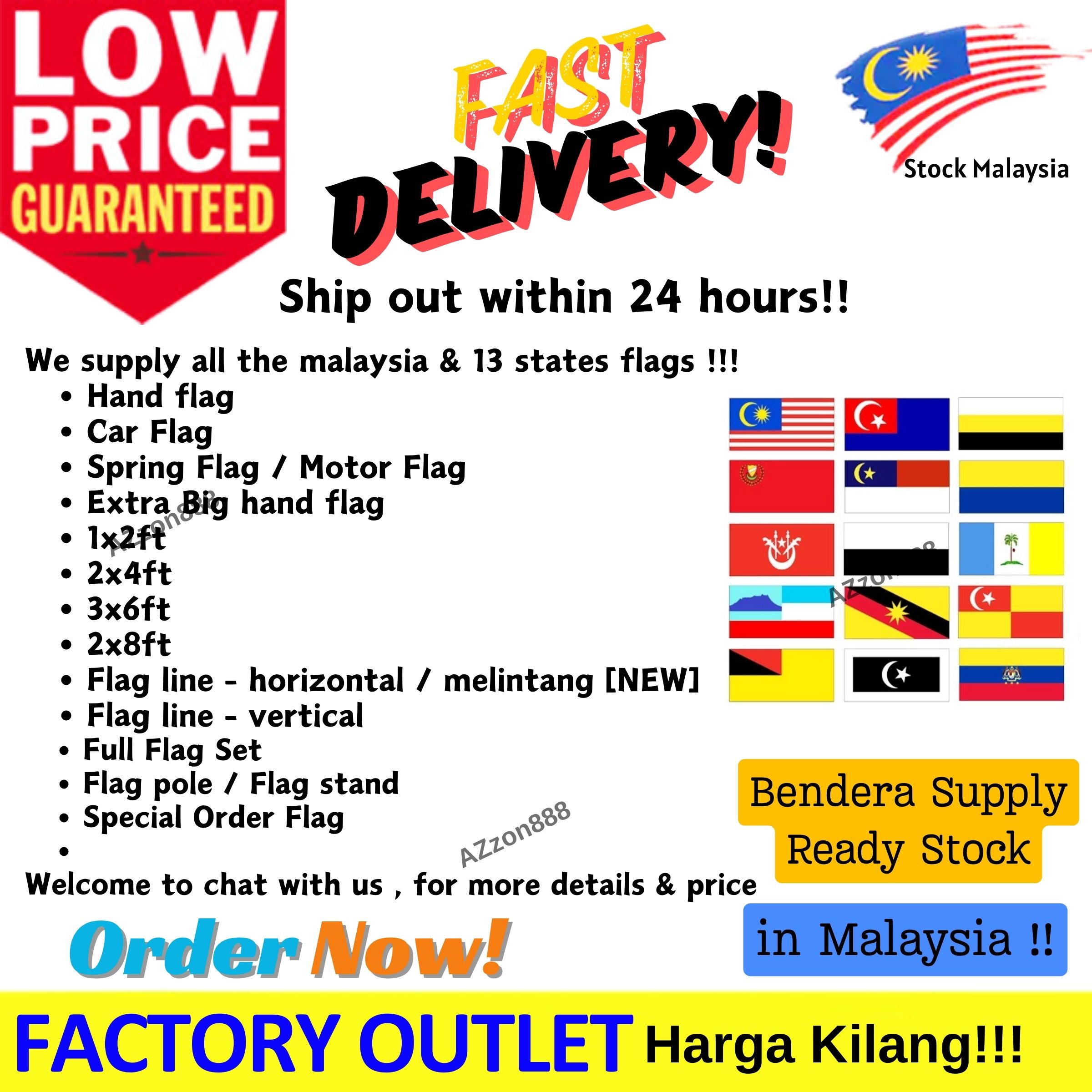 Bendera Malaysia Negeri State Flag All Malaysia Nylon Polyester #Malaysia #Negeri#Flag #2x4ft ...
