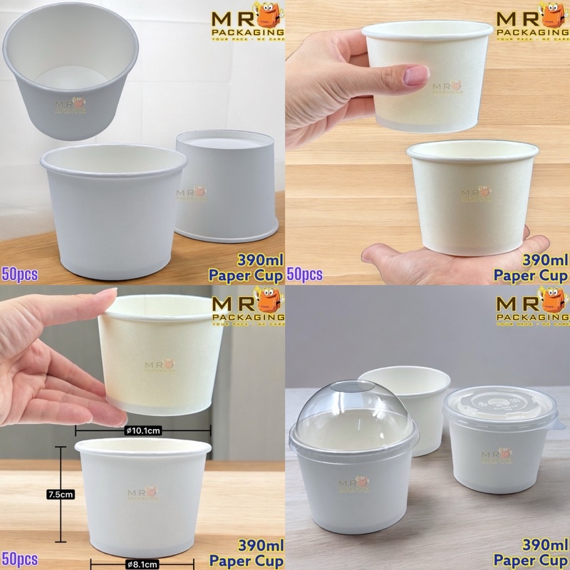 Ice Cream Cup ( 50pcs± ) 3oz 4oz 5oz White Paper Cup 3 4 5 oz Cawan ...
