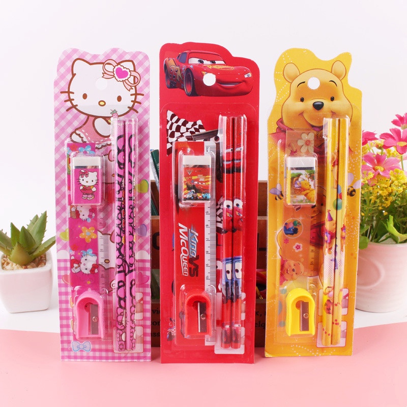 5in1 Stationery Set Pencil Ruler Eraser Kids Children Student School ...
