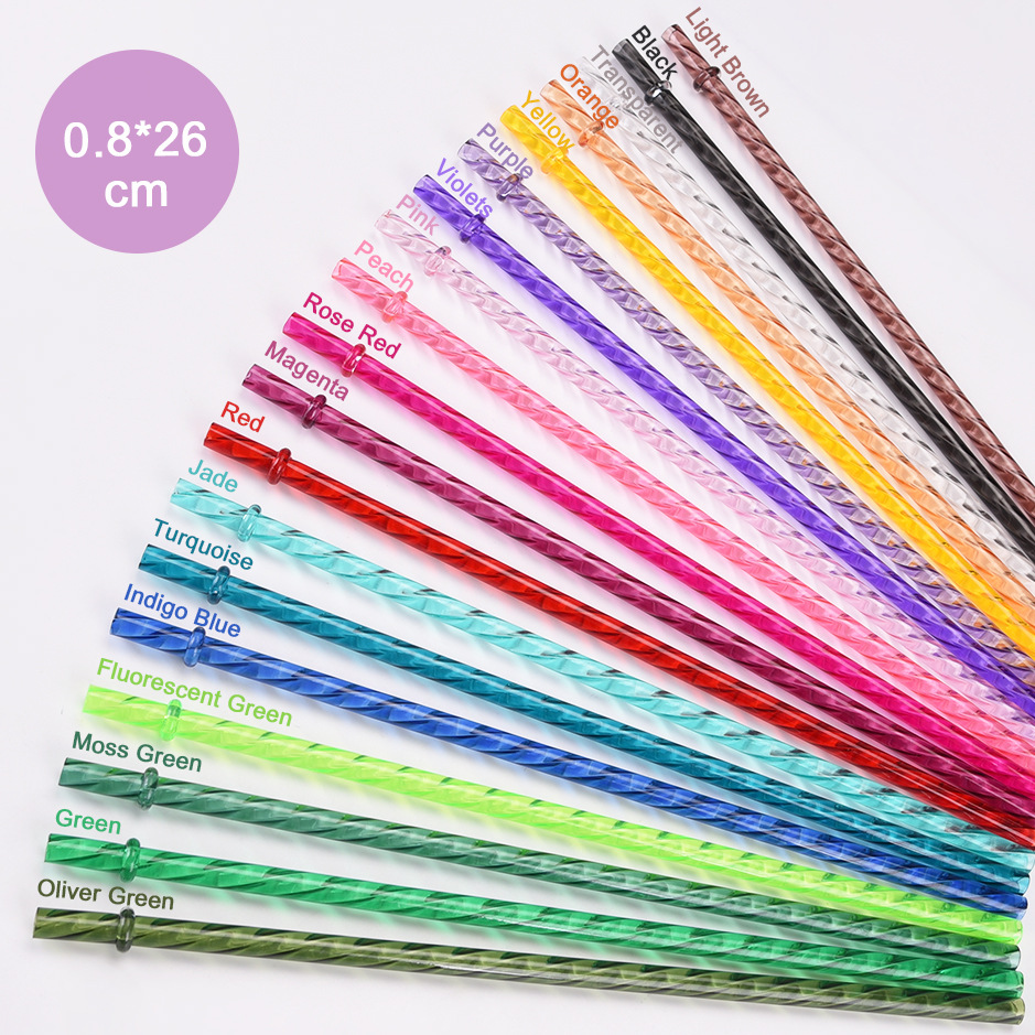 Multicolour Reusable Drinking straw with Ring PP Material 23cm 25cm 26 ...