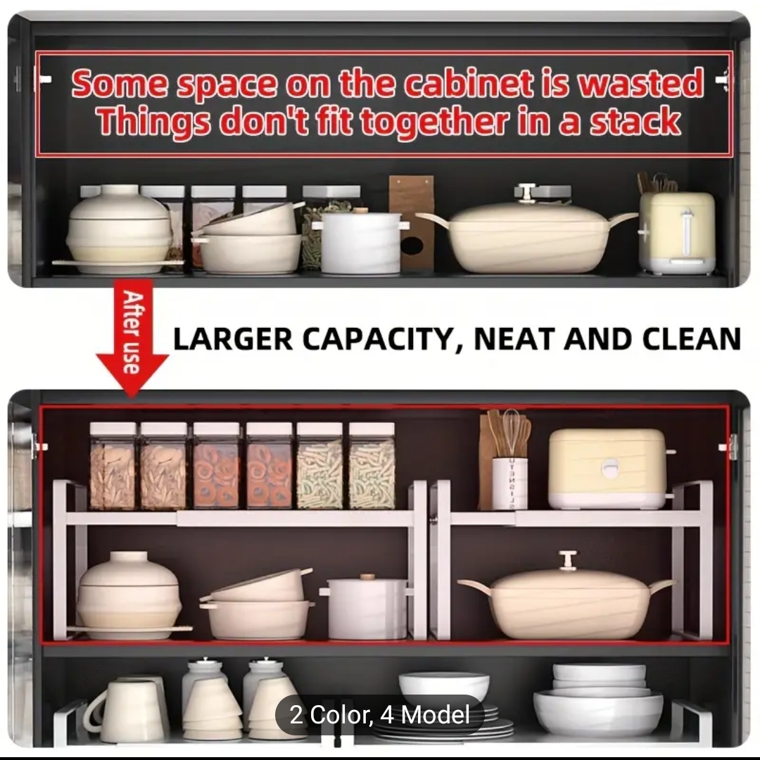 Adjustable Kitchen Rack Kitchen Cabinet Shelf Plate/Spice Rack ...