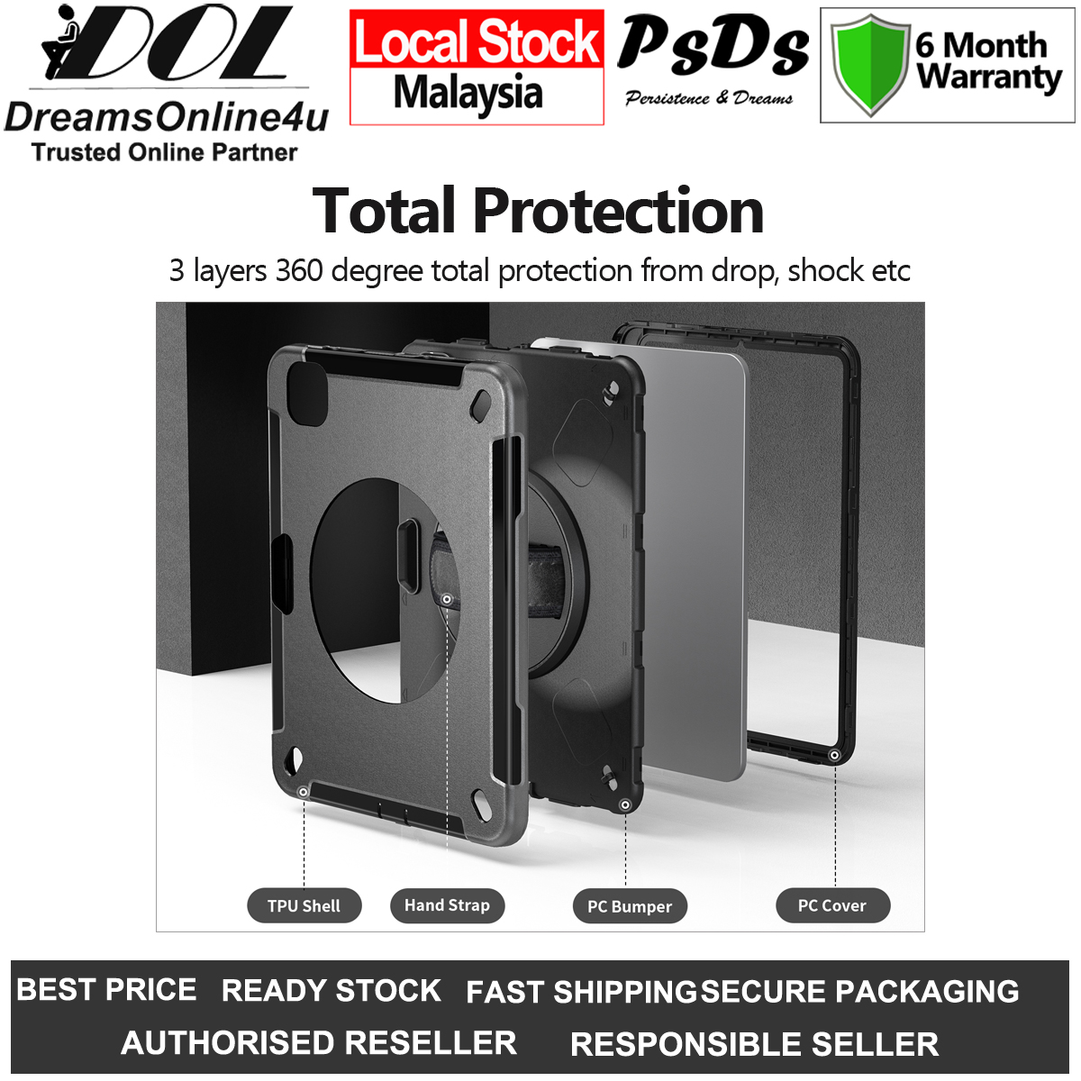 PsDs iPad Pro 13-inch (M4) 2024 Flying Wheel 3-Layers Military Drop ...