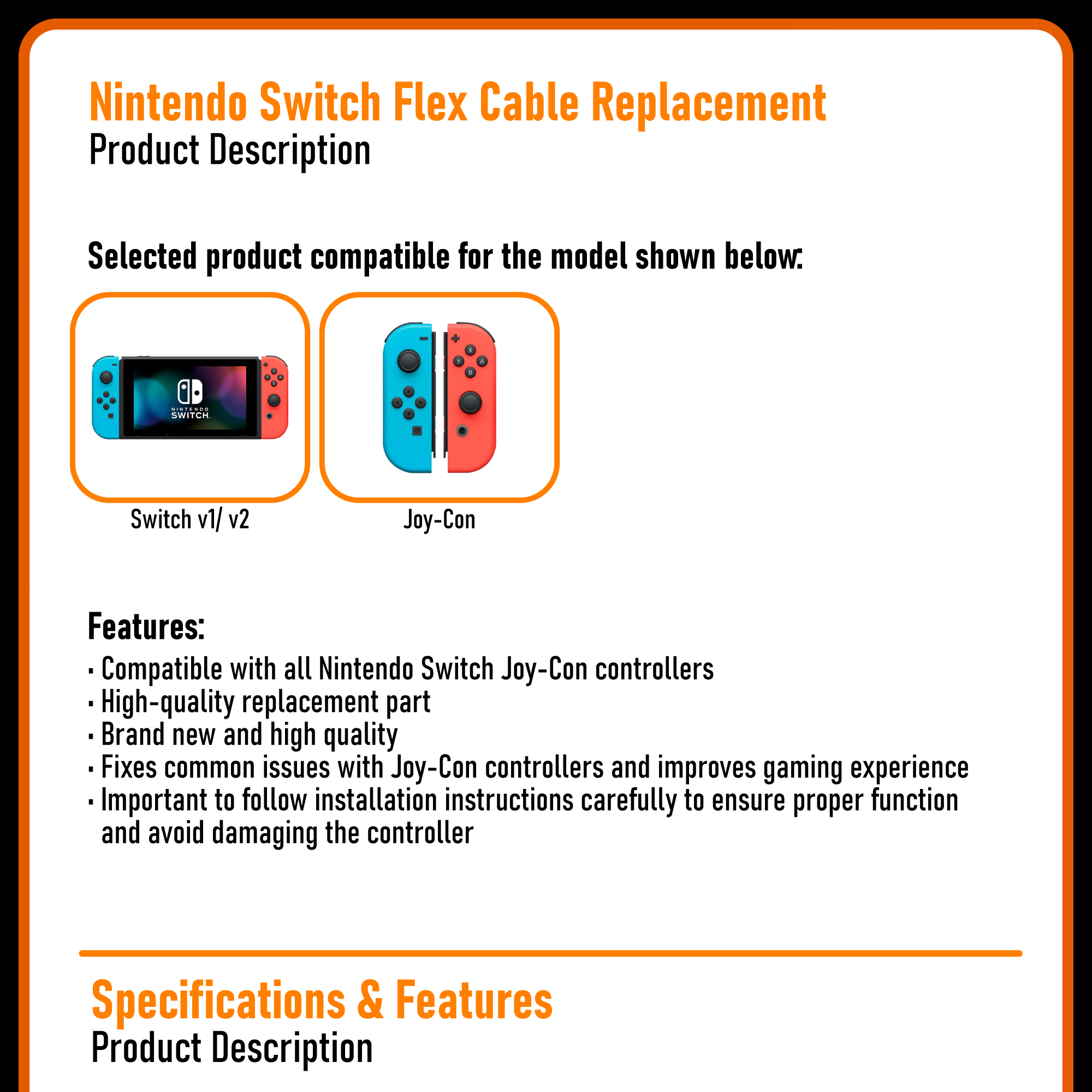 Nintendo Switch OLED Switch V1/V2 Joycon Controller SL SR ZL ZR Flex ...