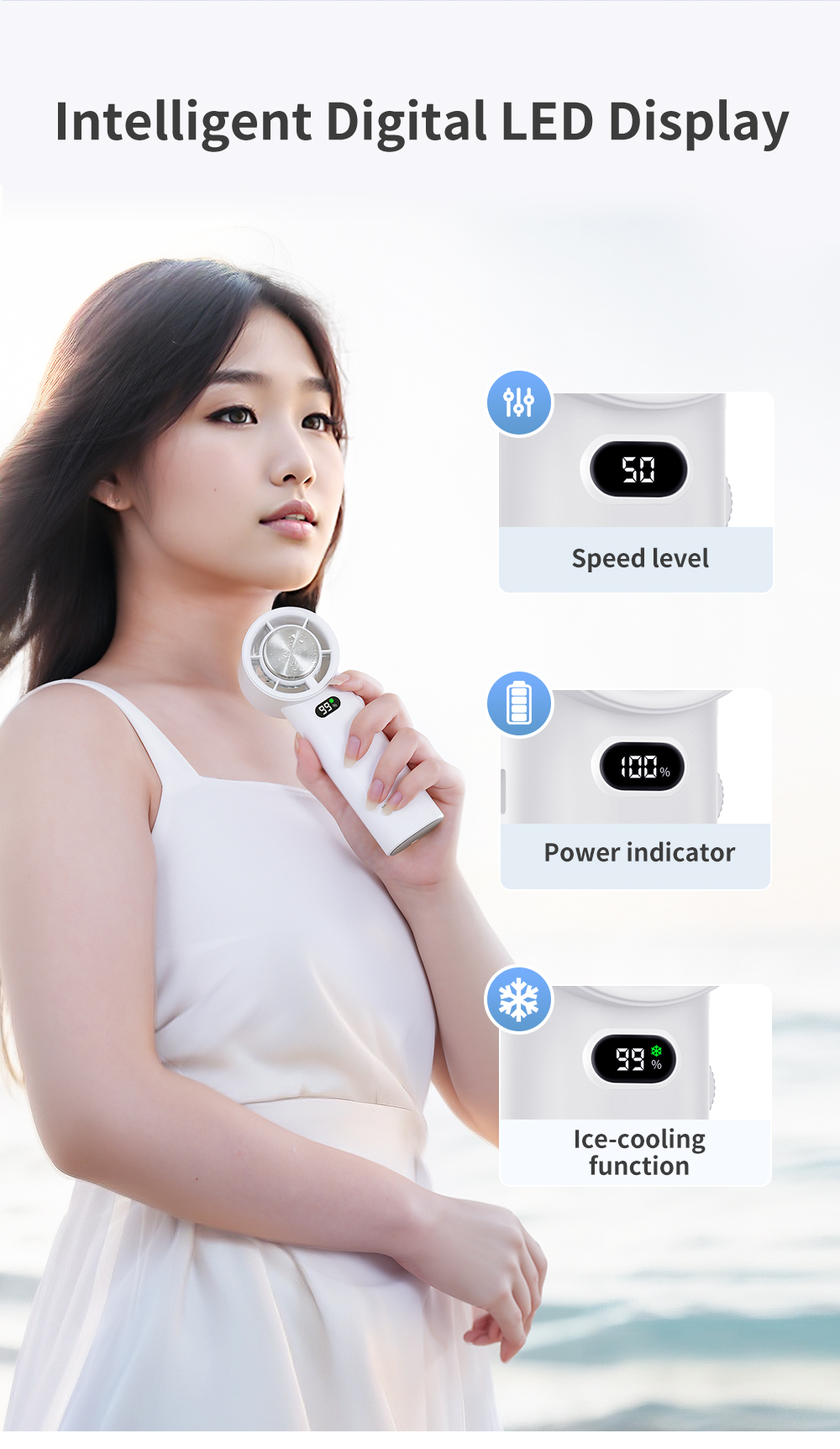 Simplus Handheld Fan Portable Bladeless Mini Fan with Ice-Cooling ...